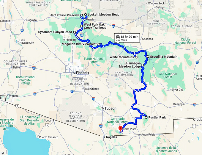 dreamy places arizona trip map