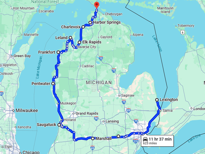easy going michigan towns map