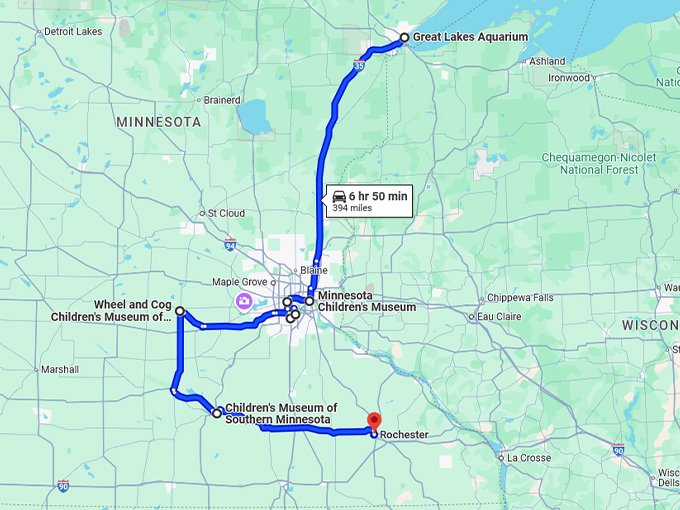 educational road trip minnesota map