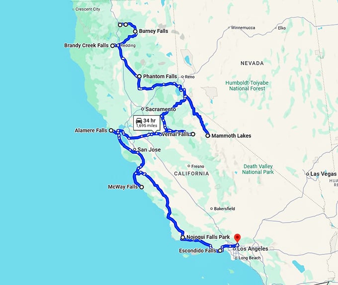 enchanting california road trip map