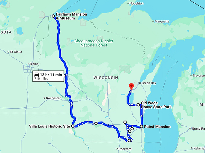 enchanting mansions trip wisconsin map