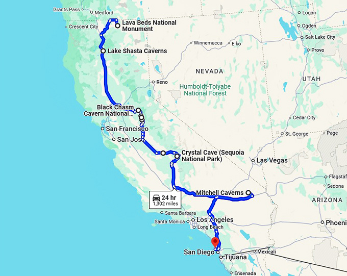 enchanting road trip california map