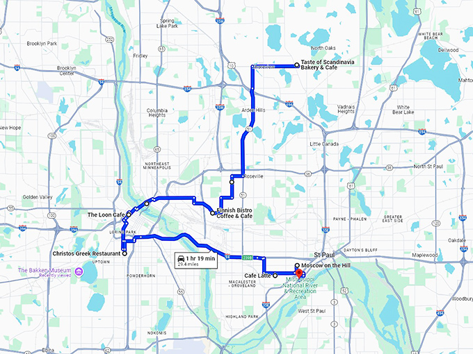 european foodie trip minnesota map