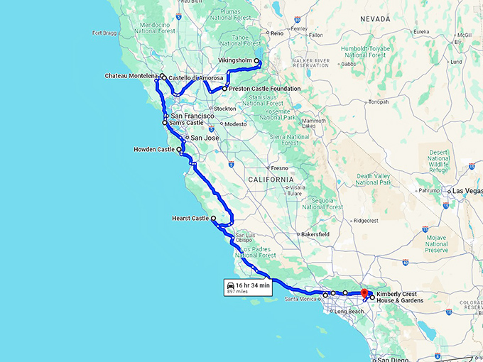 fairytale road trip california map