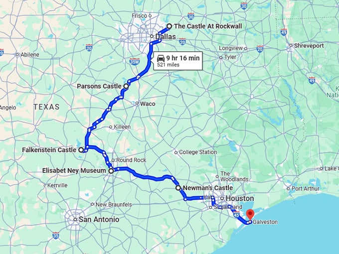 fairytale road trip texas map