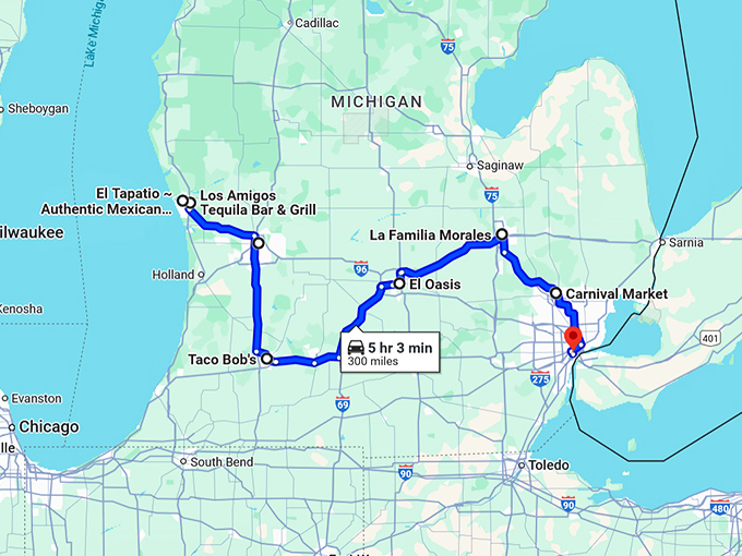 flavorful michigan mexican restaurants map