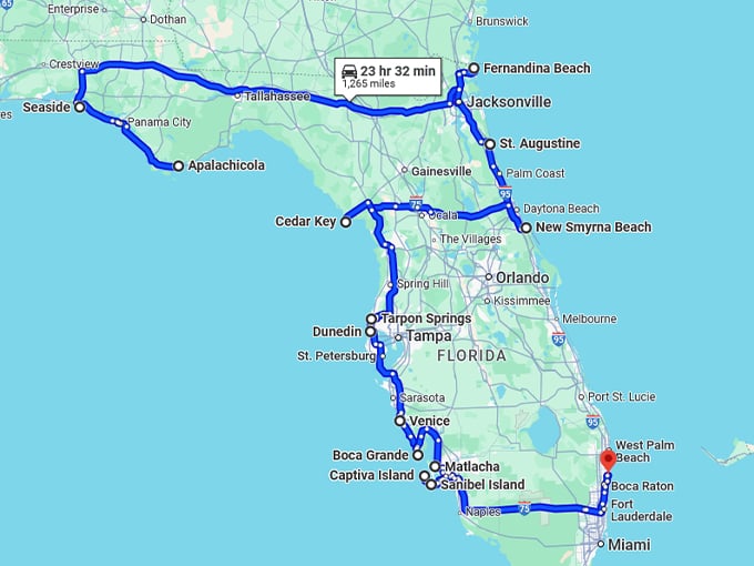 florida breathtaking seaside towns map