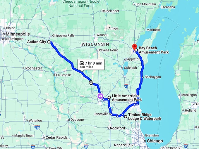 fun attractions wisconsin trip map