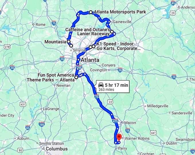 fun go kart georgia map