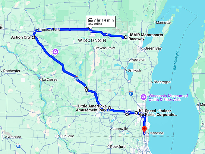 go kart wisconsin trip map