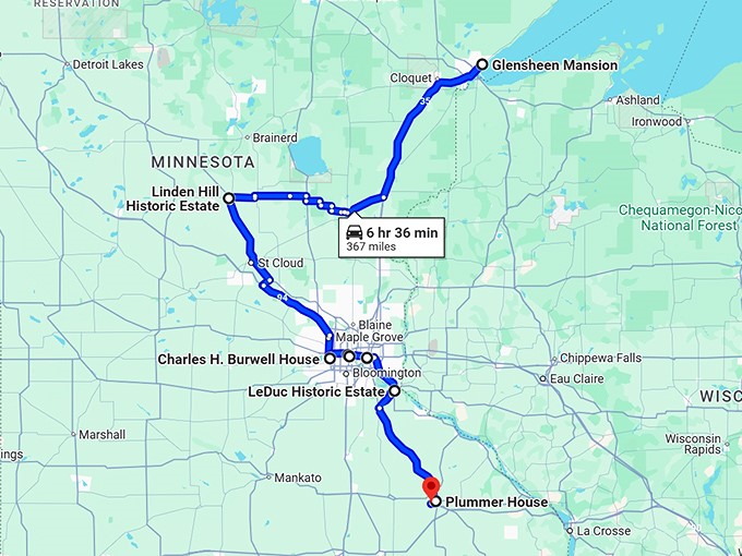 gorgeous mansions minnesota map