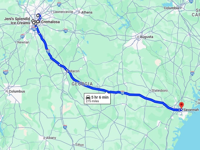 hidden ice cream georgia map