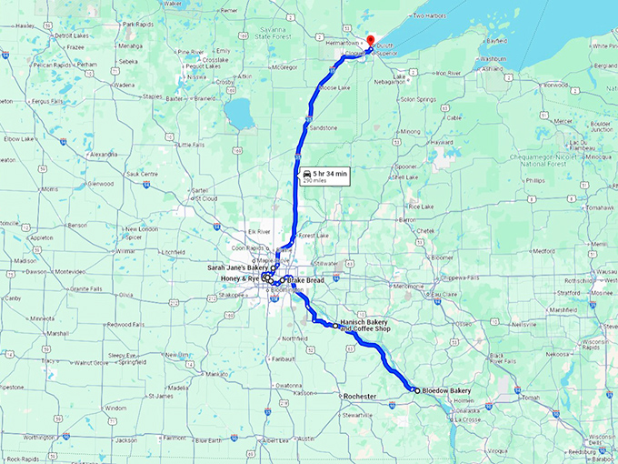 humble bakeries trip minnesota map