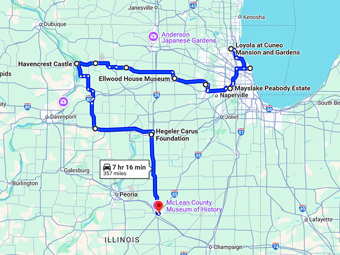 illinois great gatsby mansions map