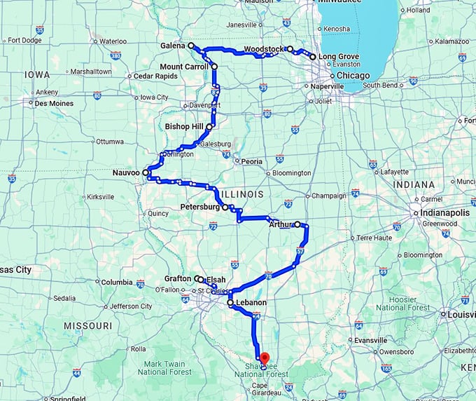 illinois most gorgeous towns map