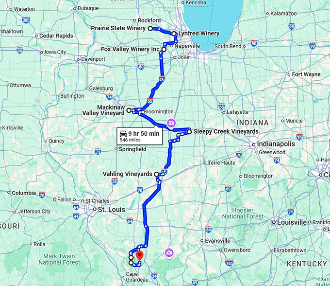 illinois most relaxing wineries map