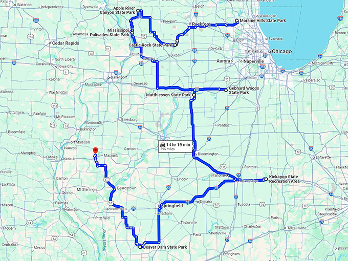 illinois underrated state parks map