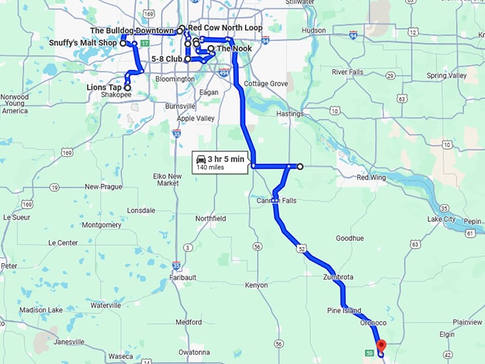 jucy lucy restaurants minnesota map