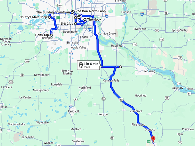juicy burger trip minnesota map