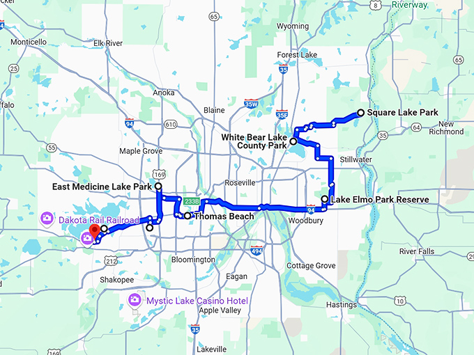 lake beaches trip minnesota map