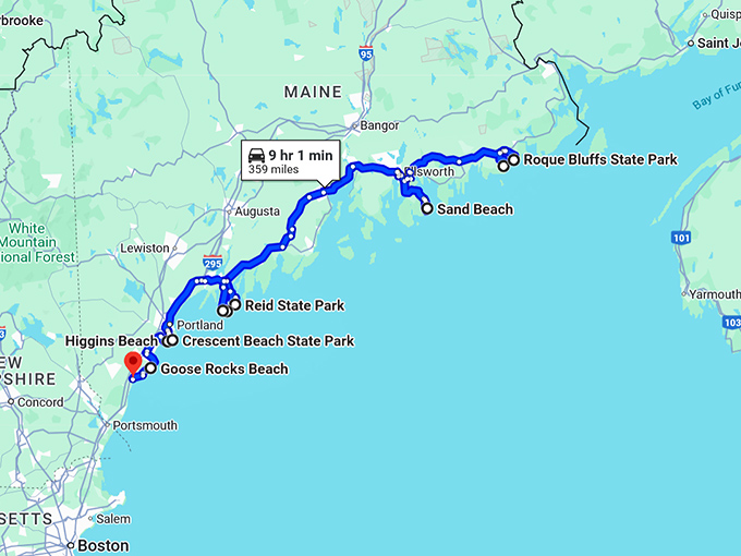 maine most serene beaches map