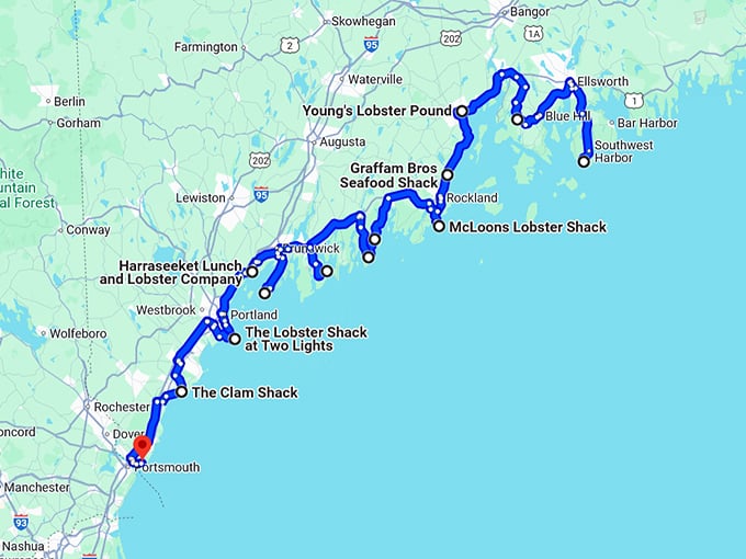 maine rustic lobster spots map