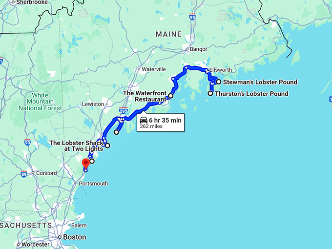 maine rustic waterfront restaurants map