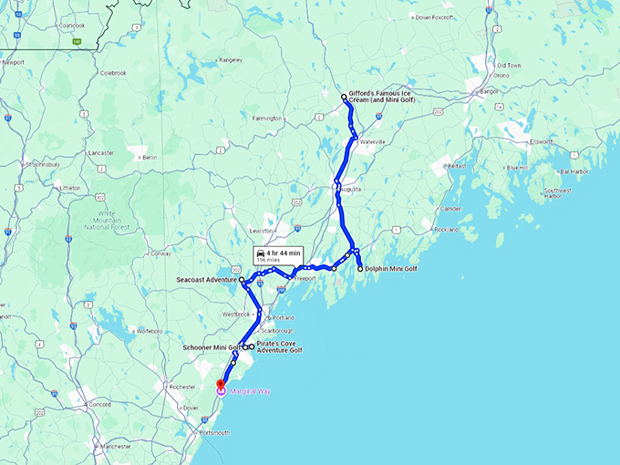 maine whimsical golf courses map