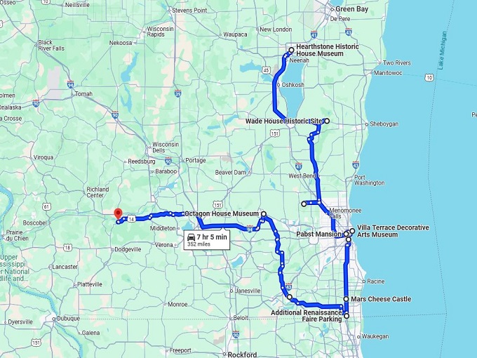 medieval road trip wisconsin map