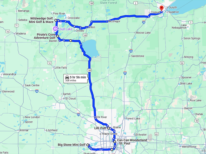 minnesota exciting trip map