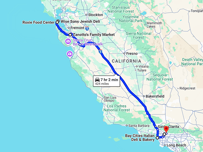 mouthwatering california trip map