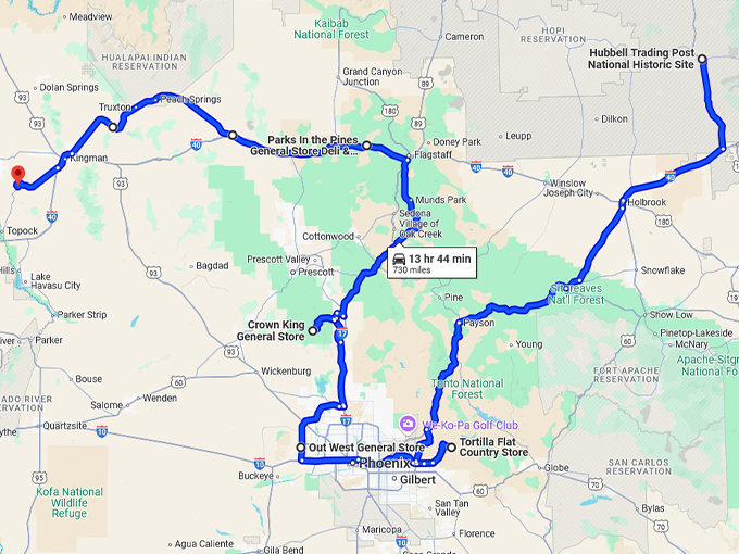 nostalgic arizona general stores map