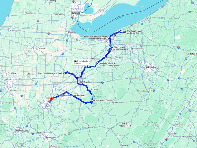 ohio attractions medieval vibes map