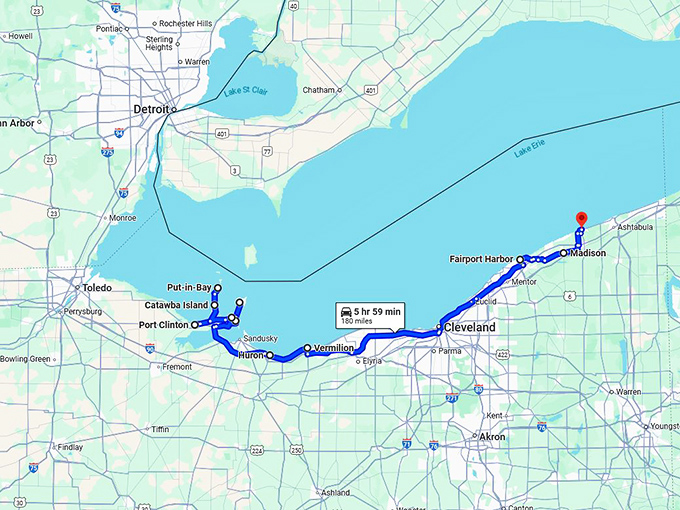 ohio charming lakeside towns map