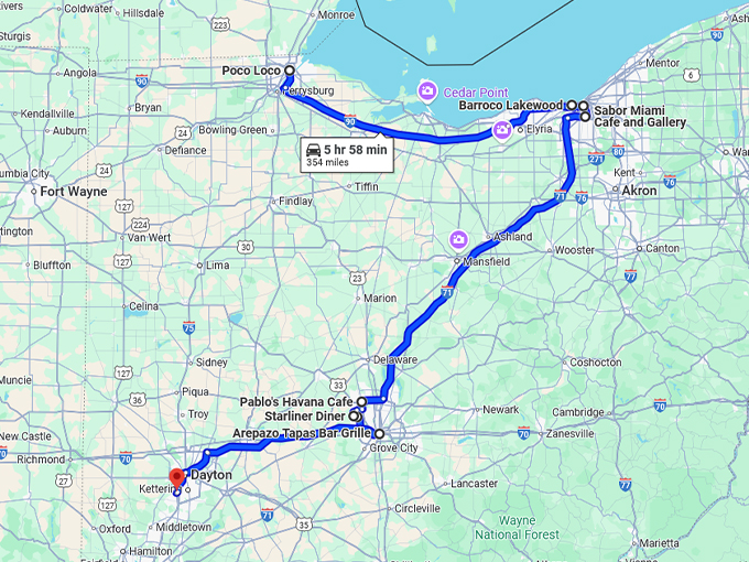 ohio cuban restaurants map