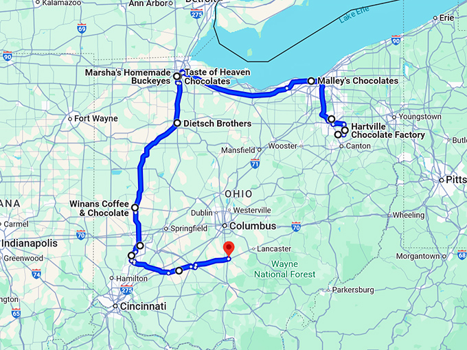 ohio dreamiest chocolate shops map