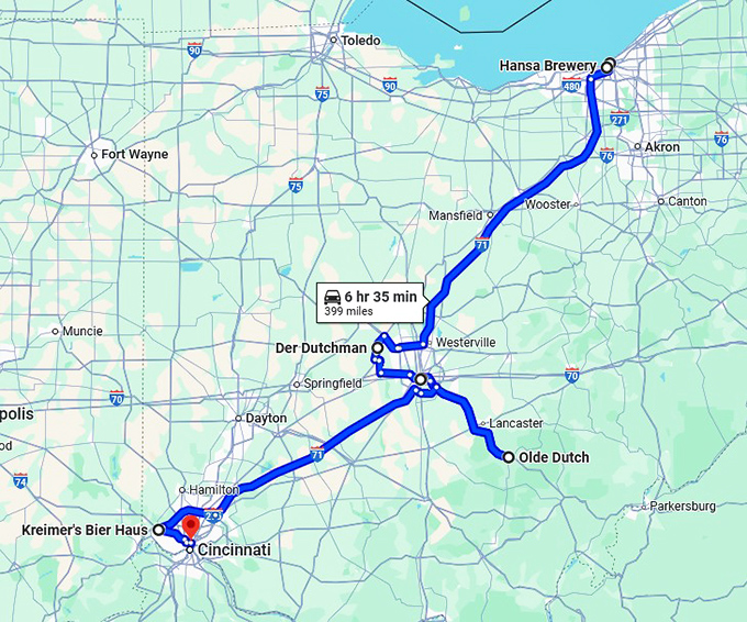 ohio foodie road trip map