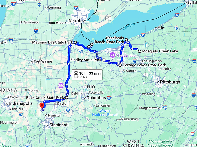 ohio gorgeous lake parks map