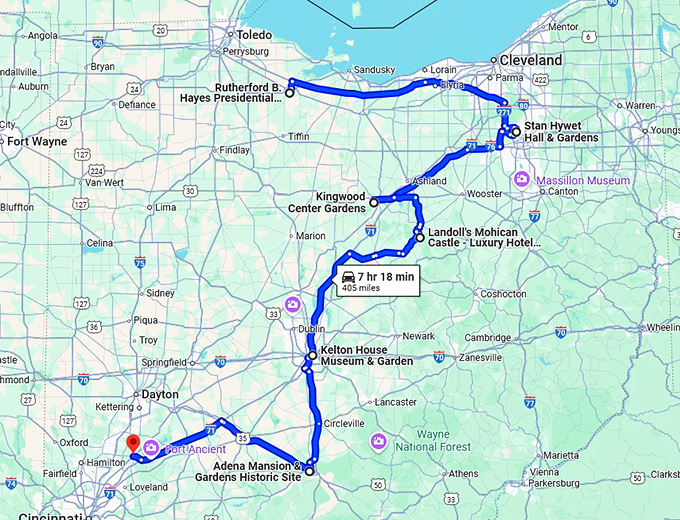 ohio most gorgeous spots map