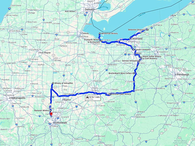 ohio most gorgeous wineries map