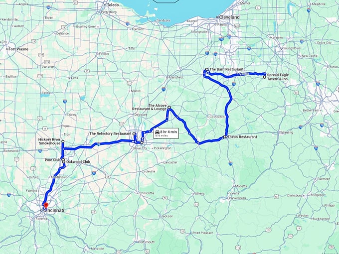 ohio most unforgettable restaurants map