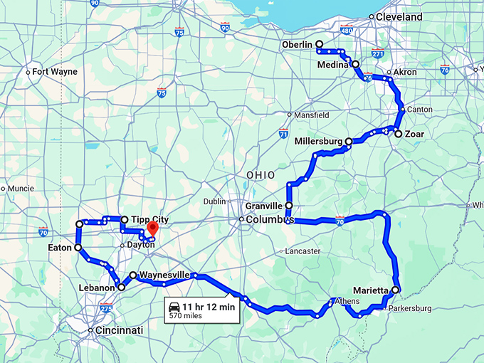 ohio most unforgettable towns map