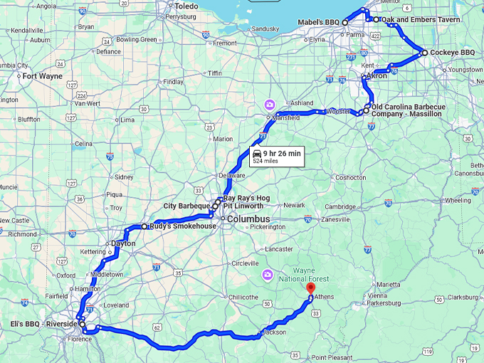 ohio unforgettable barbecue restaurants map