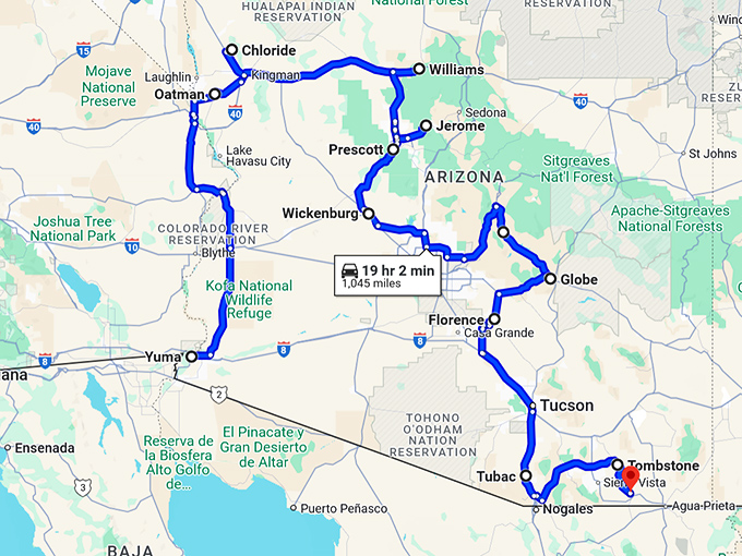 old arizona historic towns map