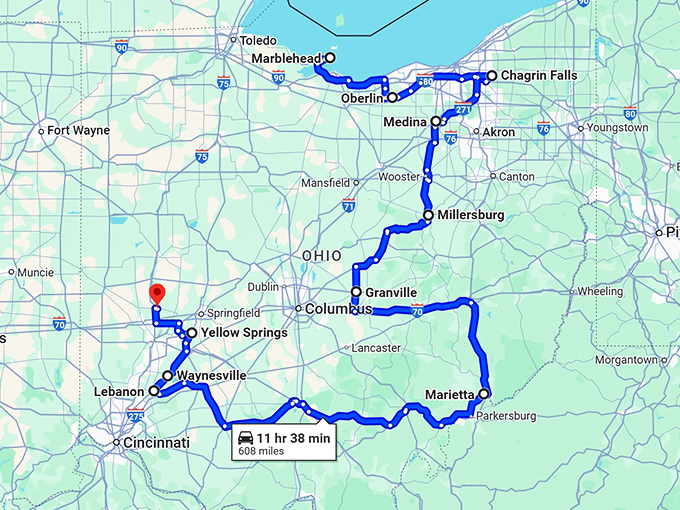 picturesque ohio towns map