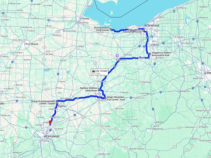 playful road trip ohio map
