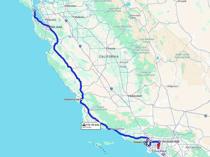 quirky foodie trip california map
