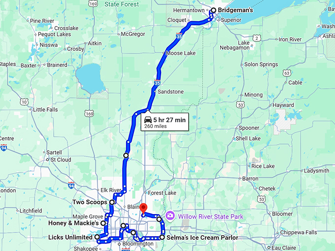 retro custard shops minnesota map