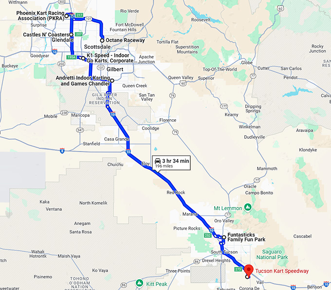 road trip kart arizona map