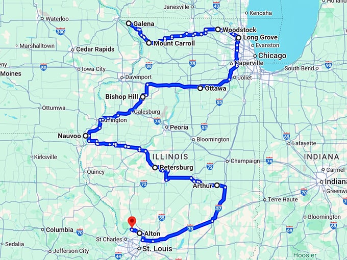 scenic illinois towns map